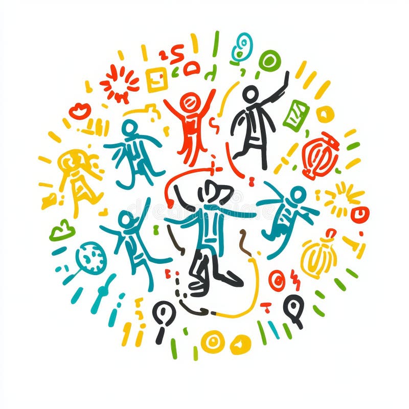 Line Art Illustrations of People, Including Both Men and Women, are ...