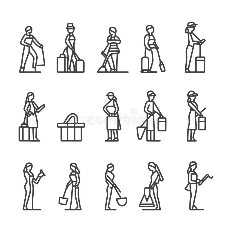 Collection of Cleaning Service Woman Icons: Professional Maid Service ...