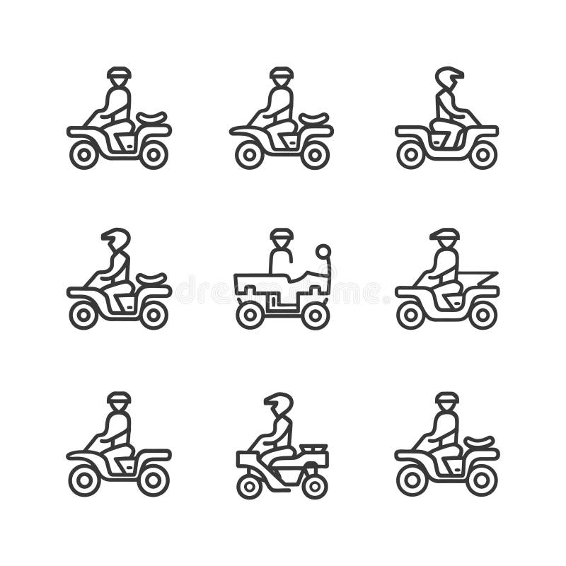 Collection of ATV Quad Bike Rider Icons, Vector Illustration Stock ...