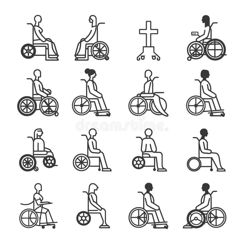 Collection of Wheelchair User Icons: Diverse Individuals in Wheelchairs ...