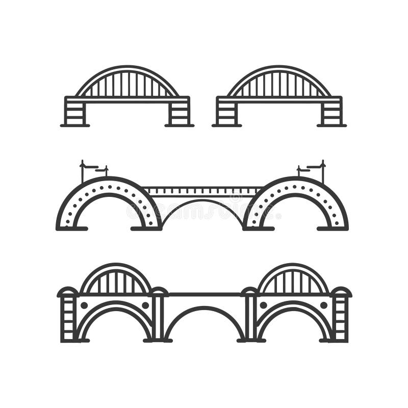 Collection of Simple Bridge Icons, Vector Illustration Stock Vector ...