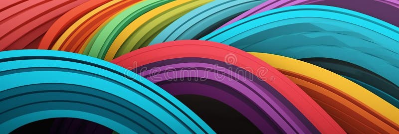 Line Art Image with Abstract Multicolored Bend Waves on Blue Background ...
