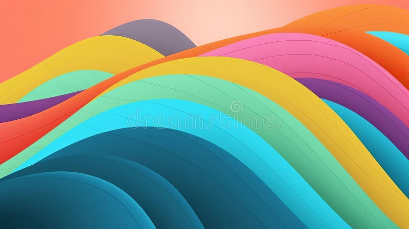 Line Art Image with Abstract Multicolored Bend Waves on Blue Background ...