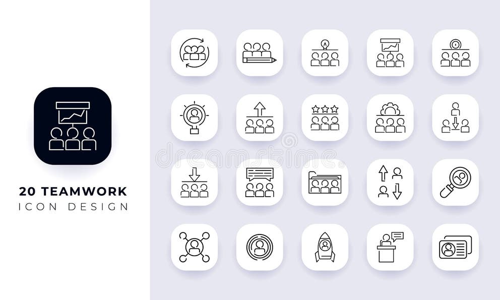Line Art Incomplete Teamwork Icon Pack Stock Vector - Illustration of ...