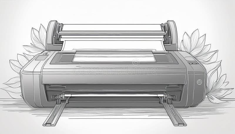Inkjet Printer Designed with Line Art Aesthetics, Showcasing a Creative ...