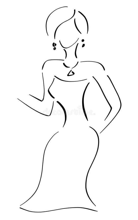 Line Art Lady stock vector. Illustration of strokes, simple - 3652908