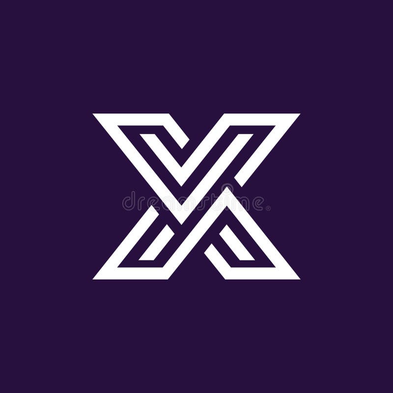 Line Art Letter X Simple Shape Minimalist Monogram Unique Logo Stock ...