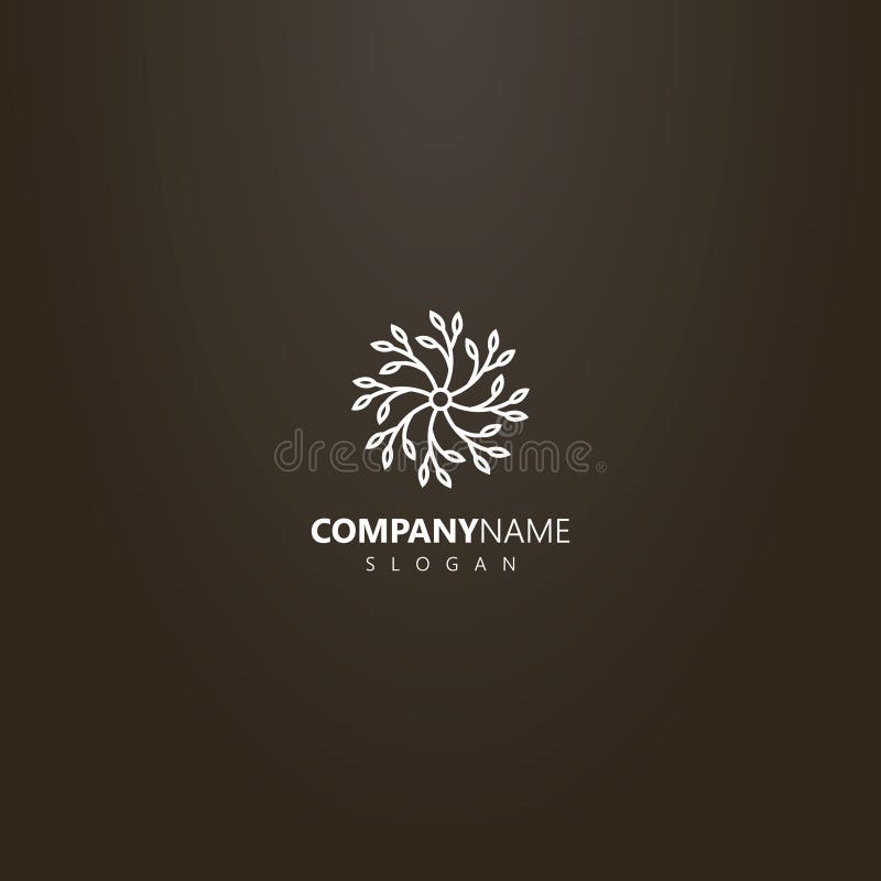 Line Art Logo Branches of Plants Arranged in a Circle Stock ...