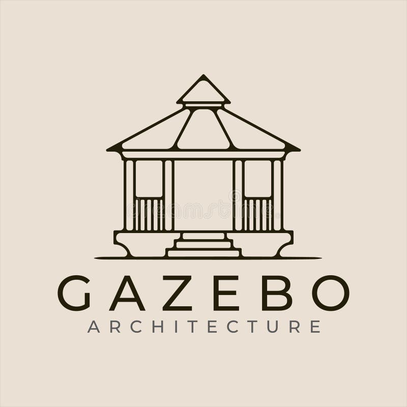 Line Art Logo Gazebo Vector Illustration Template Design Stock Vector ...