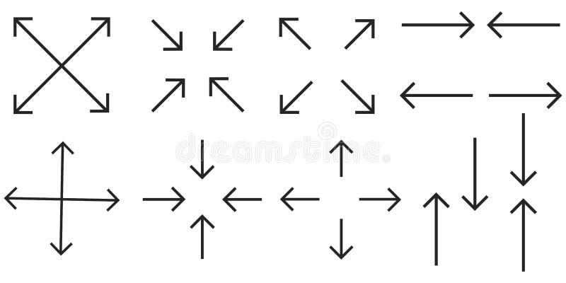 Line Art Long Arrows. Web Design. Arrow Icon Collection. Outline ...