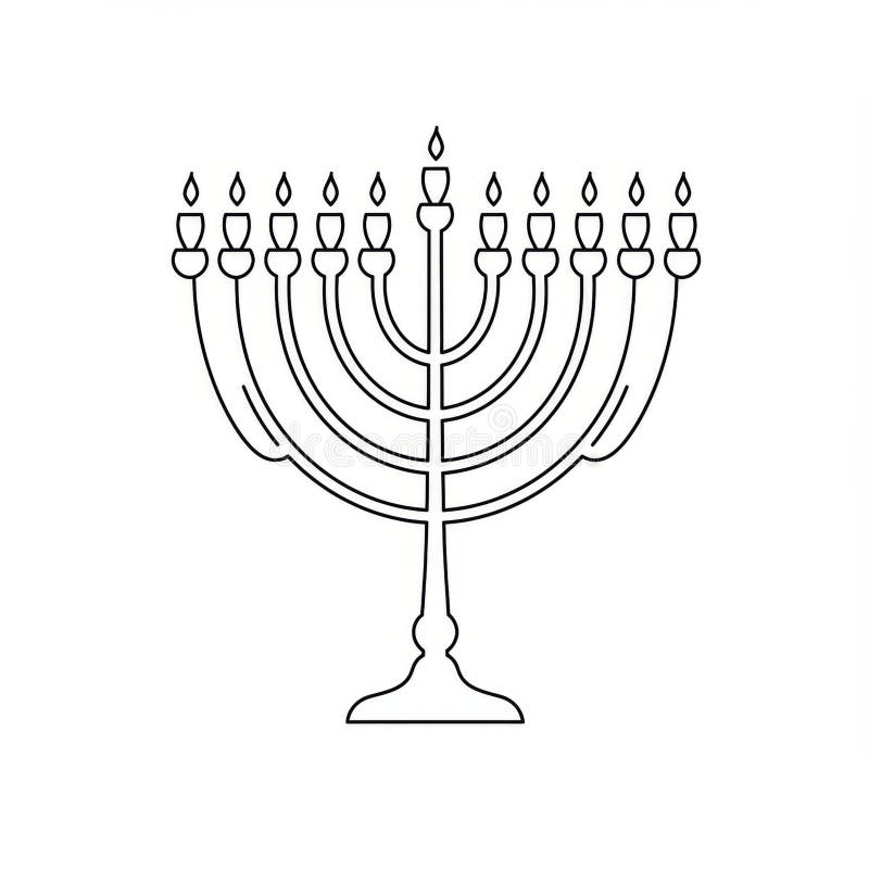 Line Art Menorah Illustration with Nine Candles Stock Illustration ...