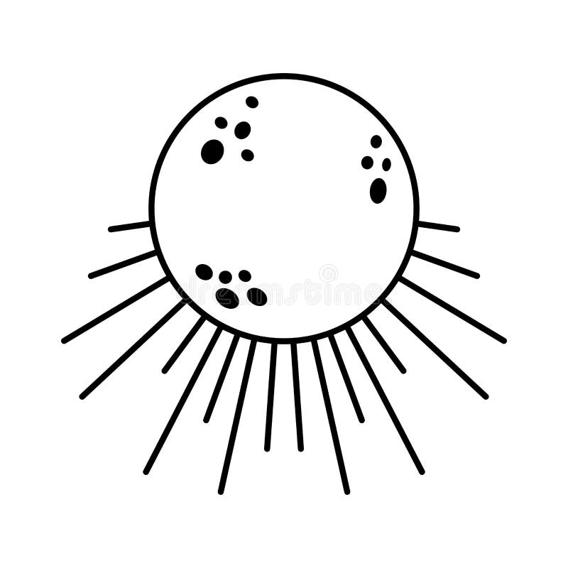 Line Art Moon and Moonlight. Magic Mystic Vector Design Element ...