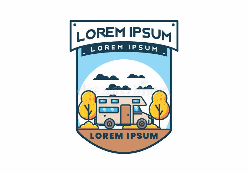 Line Art Motorhome Flat Illustration Stock Vector - Illustration of ...