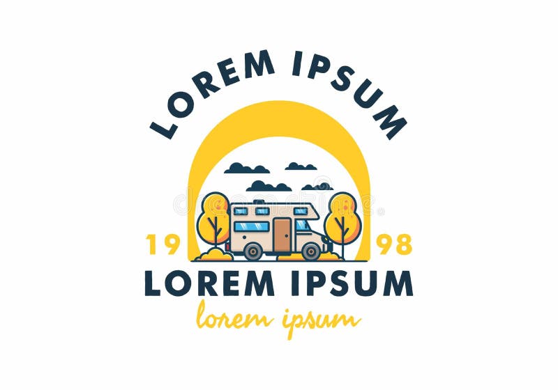 Line Art Motorhome Flat Illustration Stock Vector - Illustration of ...