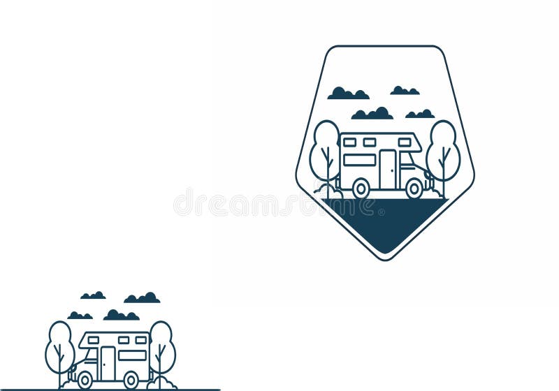 Line Art Motorhome Flat Illustration Stock Vector - Illustration of ...