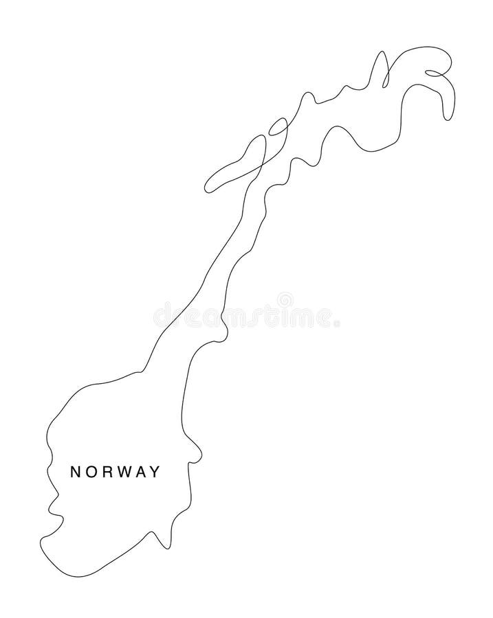 Line Art Norway Map. Continuous Line Europe Map. Vector Illustration ...