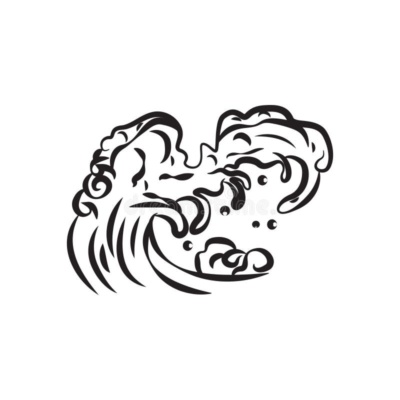 Line Art Ocean Surf Wave Element Design Vector Stock Vector ...