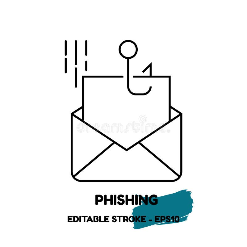 Line Art Phishing Icon - Vector Illustration Isolated on White ... Line Art Phishing Icon - Vector Illustration Isolated on White ...