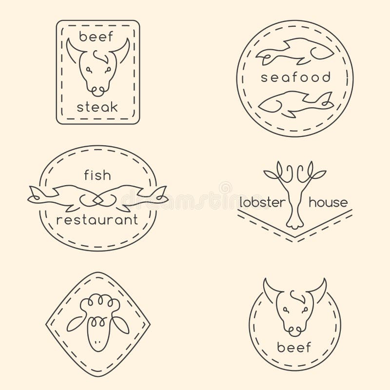 Line art restaurant logos stock vector. Illustration of sign - 83420068