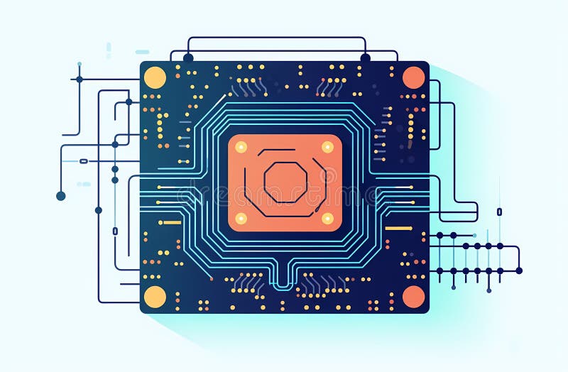 Line Art of Semiconductor, a Computer Chip with Many Wires Stock ...