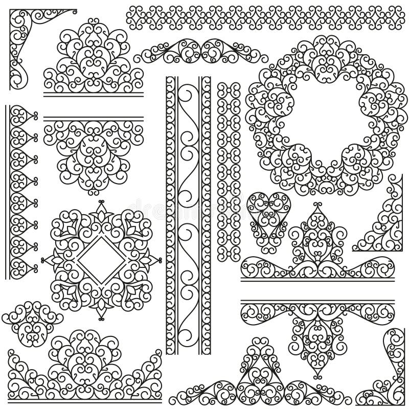 Line Art Set. Decorative Frames for Your Design Stock Vector ...
