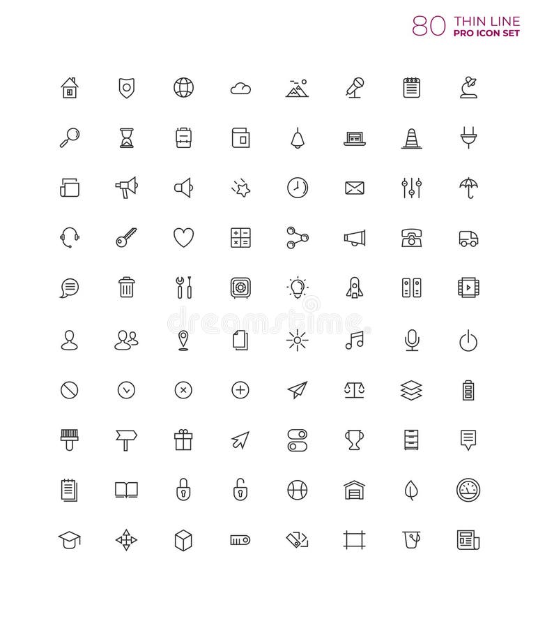 Line Art Simple Icon Set for Web and Applications Vector Stock Vector ...