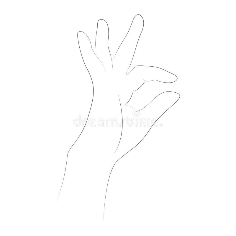 Line Art Sketch of Hand Gesture Stock Vector - Illustration of outline ...