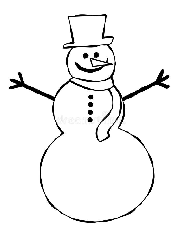 Line Art Snowman 3 stock illustration. Illustration of graphic - 7266788