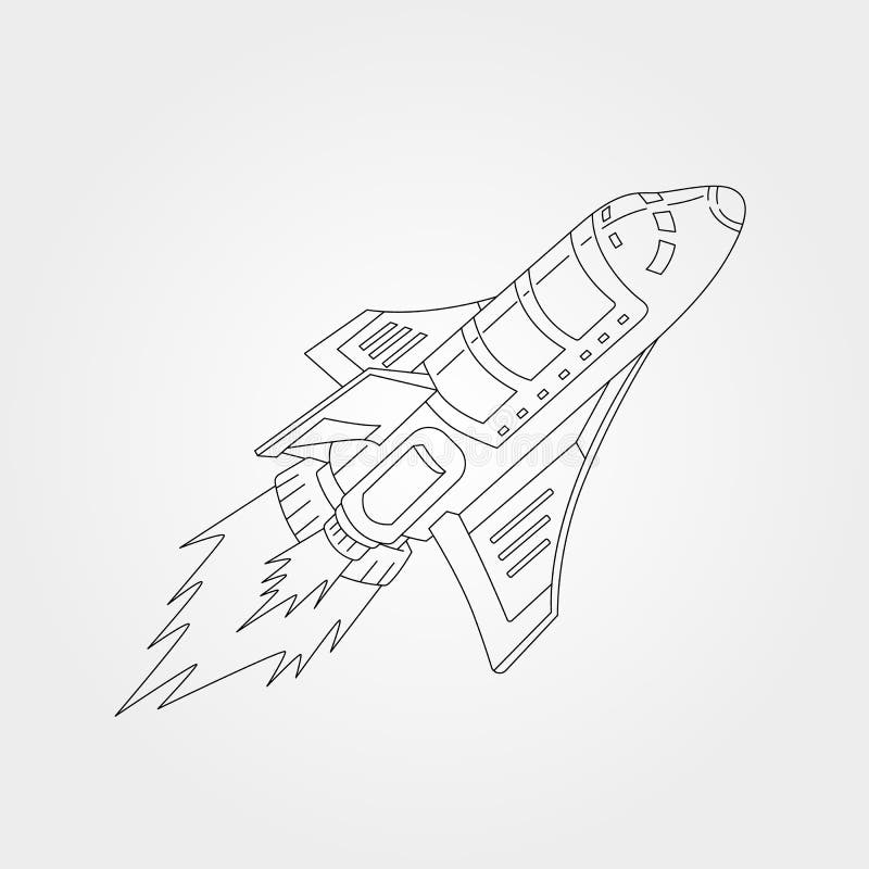 Line Art Spaceship Shuttle Vector Symbol Illustration Design, Spaceship ...