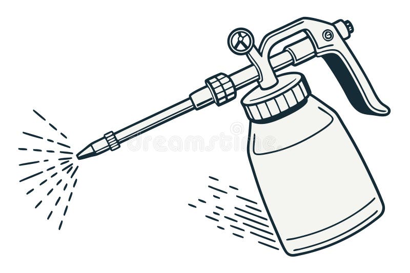Line Art of a Spray Bottle, Vector Drawing Showing a Sprayer Dispensing ...