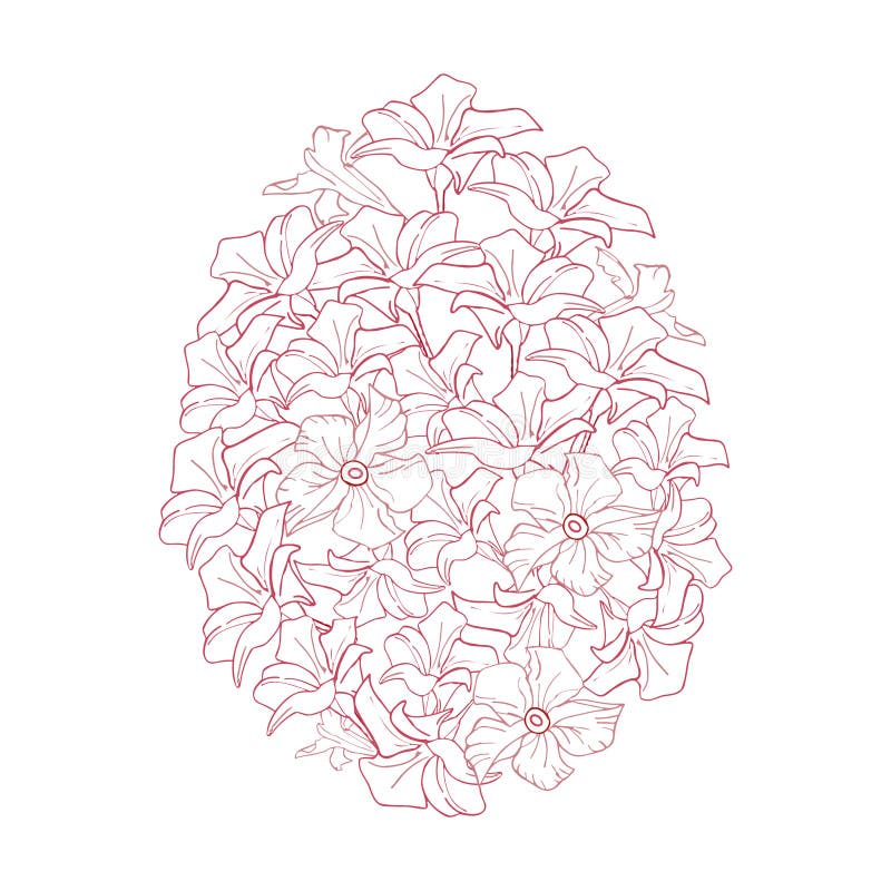Line Art Spring Flower Easter Egg , Hand Drawn Floral Elements. Vector ...