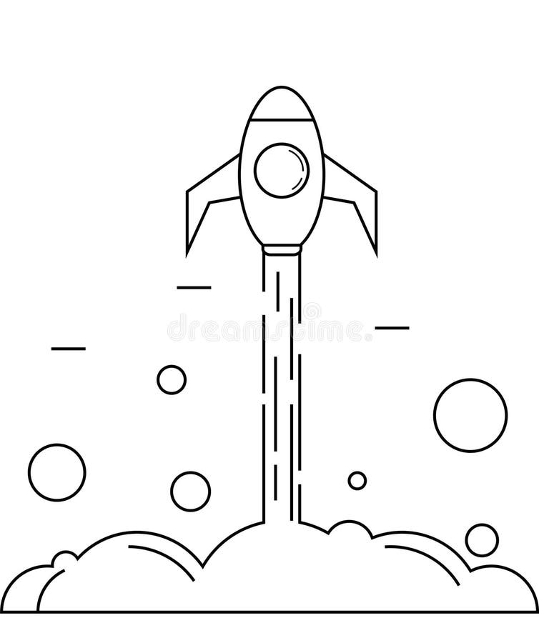 Line Art Start Up Rocket Launch into Space Stock Vector - Illustration of launch, planning ...