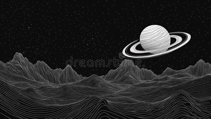 Line Art Style Cosmic Scene Digital Artwork Wallpaper Stock Photos ...