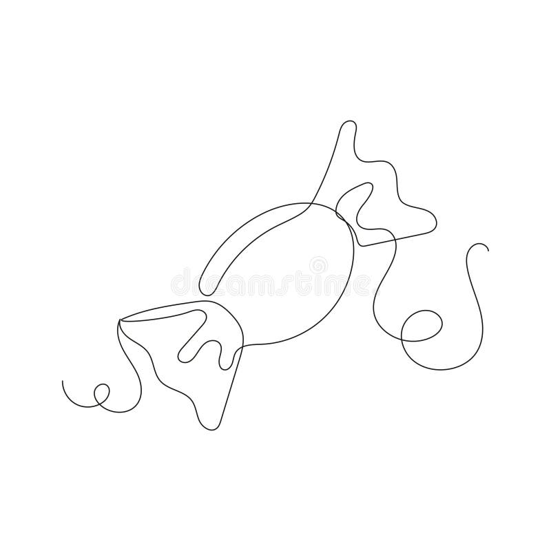 Line Art Style Drawing of Candy. Continuous Single One Line Vector ...