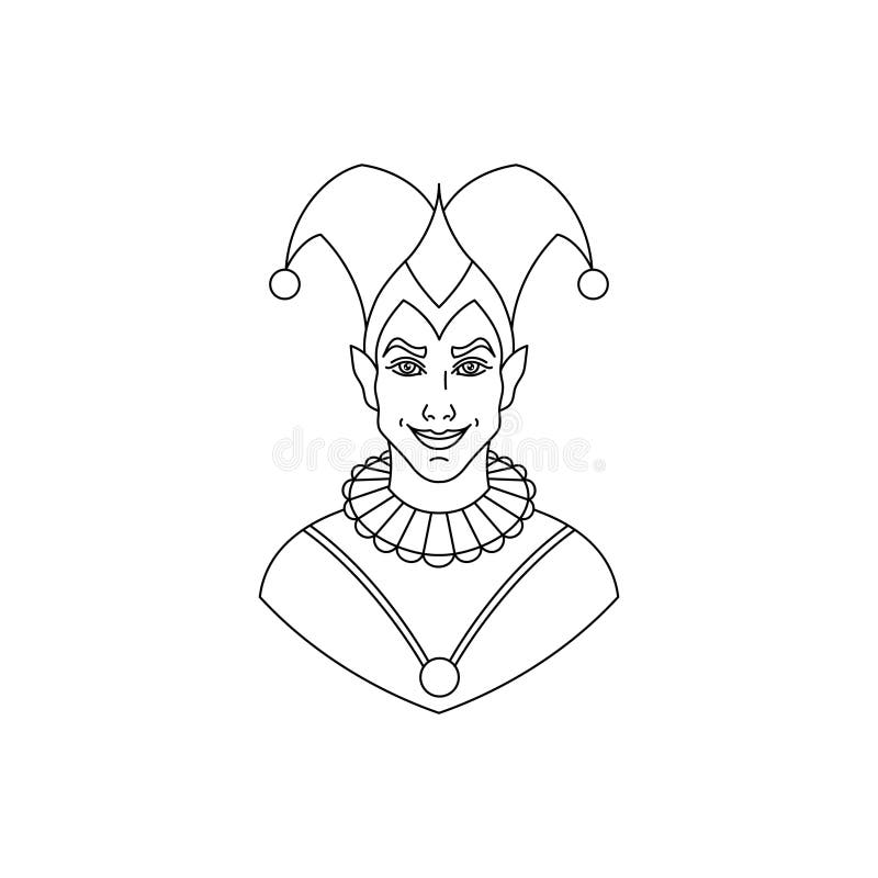 Line art style jester icon stock illustration. Illustration of comical ...