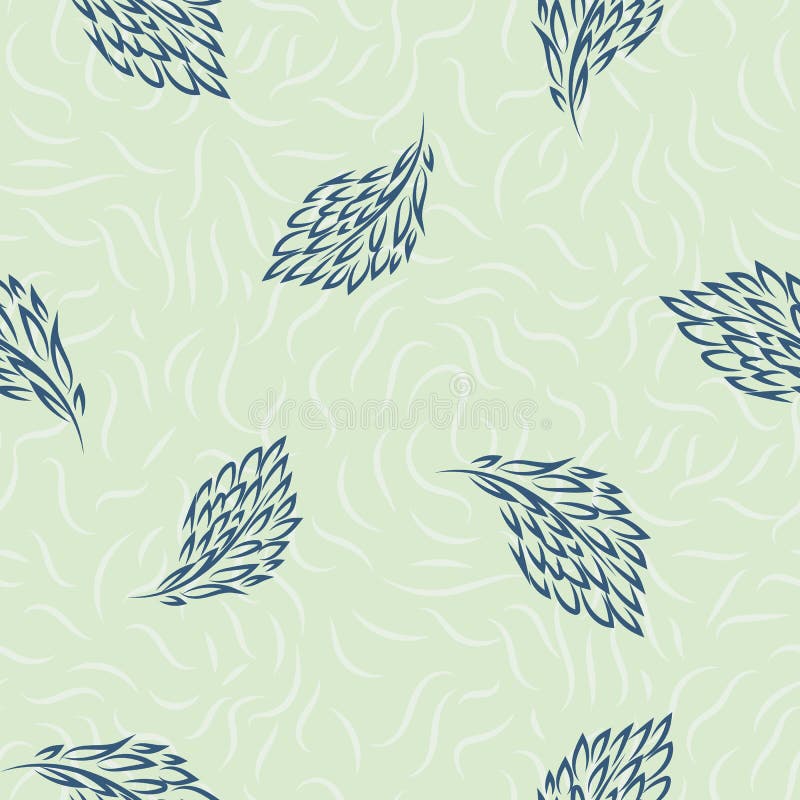 Line Art Style Scattered Simple Leaves Seamless Vector Pattern ...