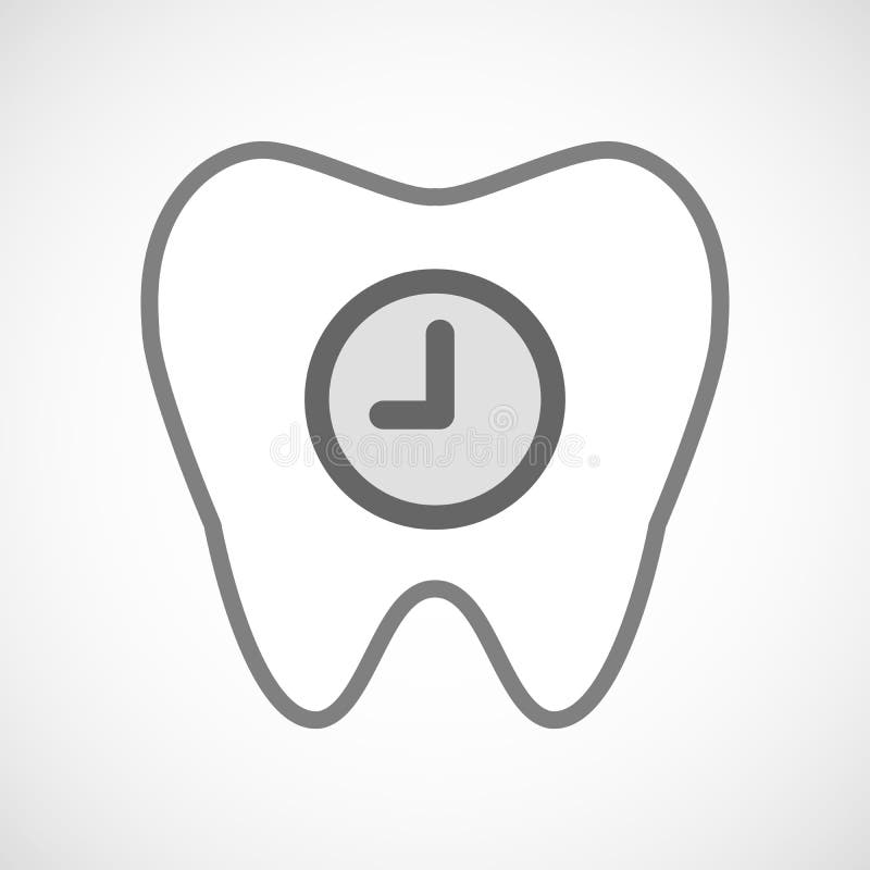 Line Art Tooth Icon with a Clock Stock Illustration - Illustration of ...