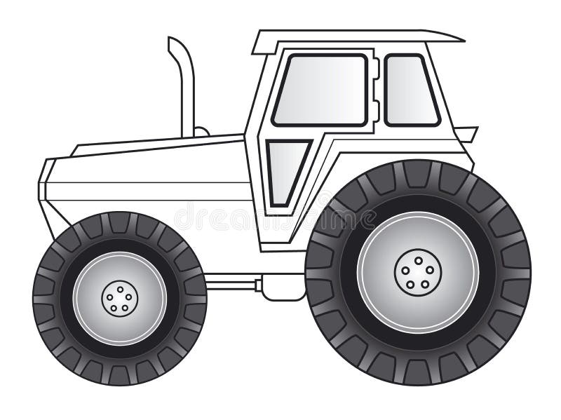 Line art - tractor stock vector. Illustration of side - 1443577