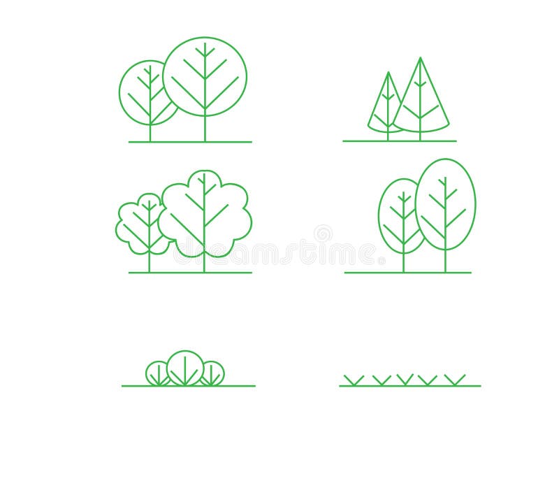 Line art trees. stock vector. Illustration of contour - 66722388