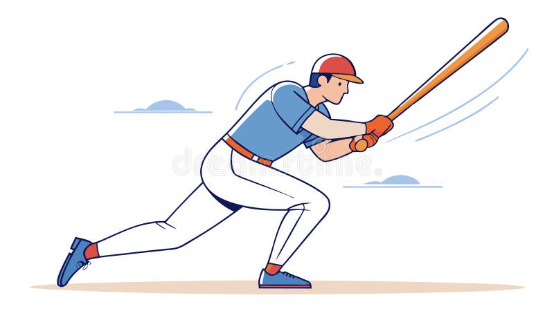 Line Art Vector of Baseball Player Swinging Bat Dynamic Sports ...