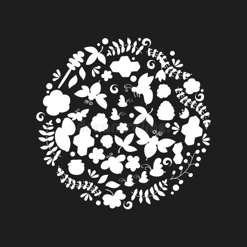 Line Art Vector Hand Drawn Set of Honey Cartoon Doodle Objects, Symbols ...