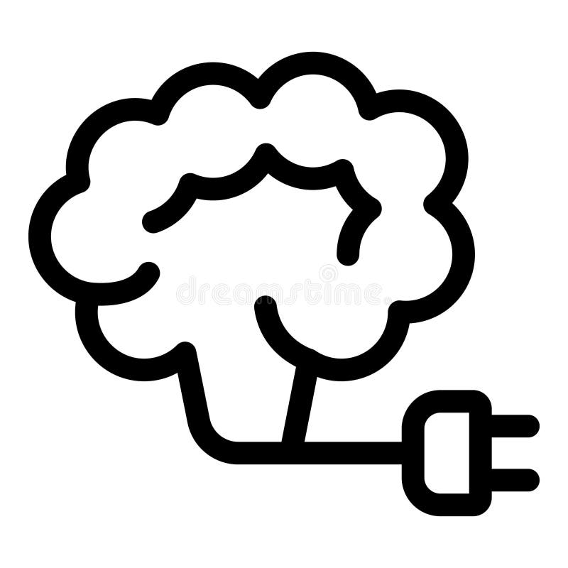 Electric Plug Connecting To Human Brain Illustrating Artificial ...