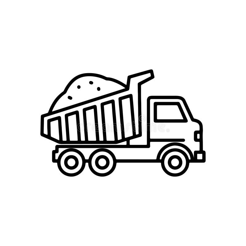 Dump Truck Icon: Construction Vehicle Line Art Vector Stock ...