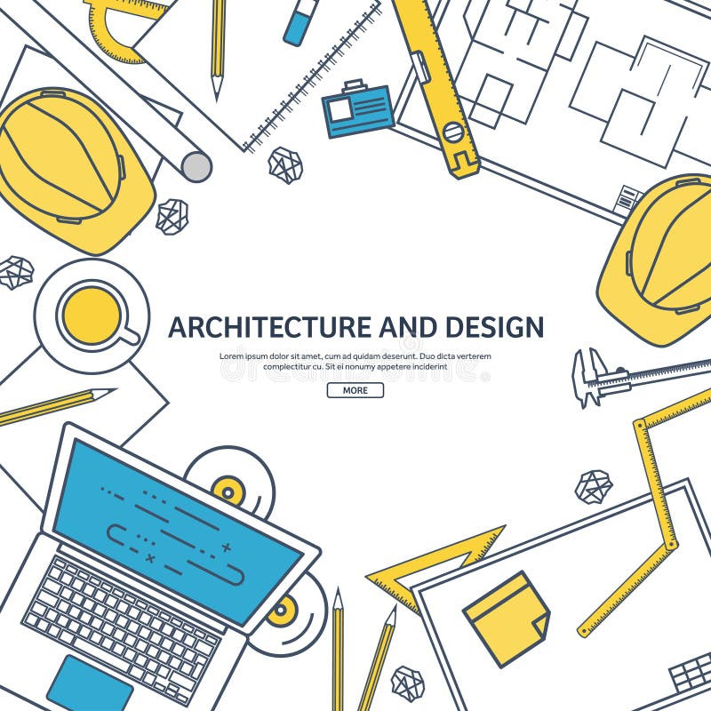 Line Art.Vector Illustration. Engineering and Architecture. Drawing ...