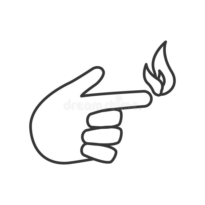 Fire Finger Gesture Line Vector Icon Stock Vector - Illustration of ...