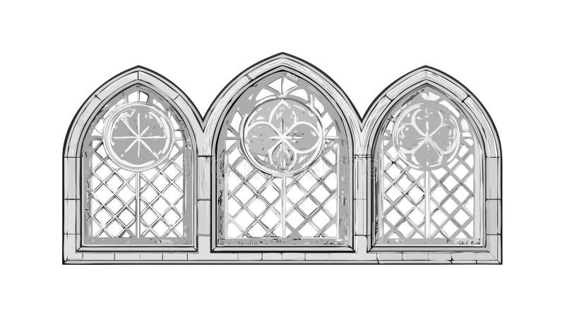 Gothic Arched Stained Glass Windows Line Art Vector, Vector Design ...