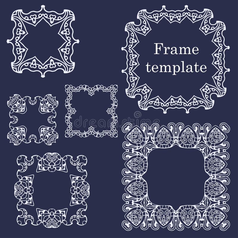 Line Art Vintage Frames. Set of Frames Stock Vector - Illustration of ...