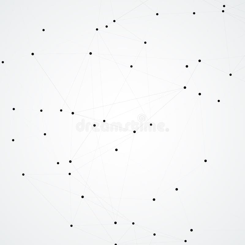Line Art Wireframe with Black Network Dots. Data Science Concept ...