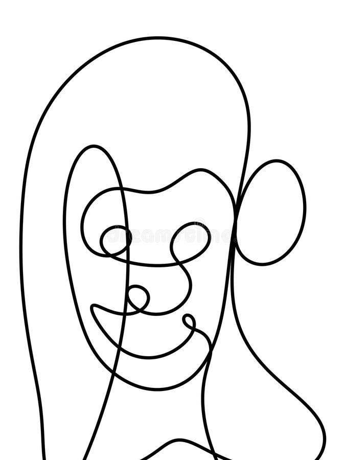 Line art of woman cartoon stock illustration. Illustration of ...