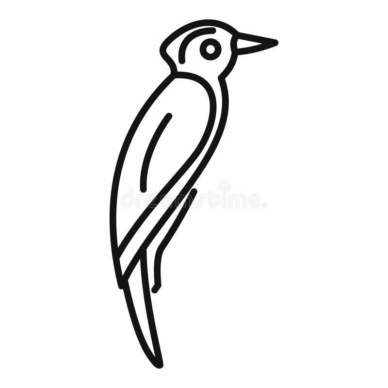 Line Art Woodpecker Standing Side View Icon Stock Illustration ...